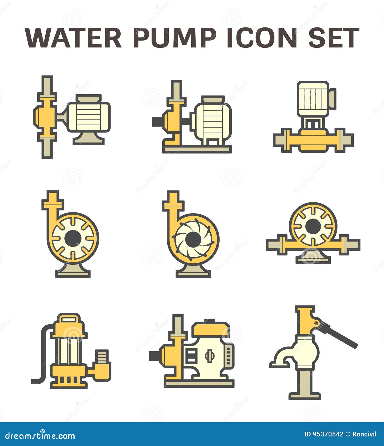 Water pump icon stock vector. Illustration of flat, isolated - 95370542