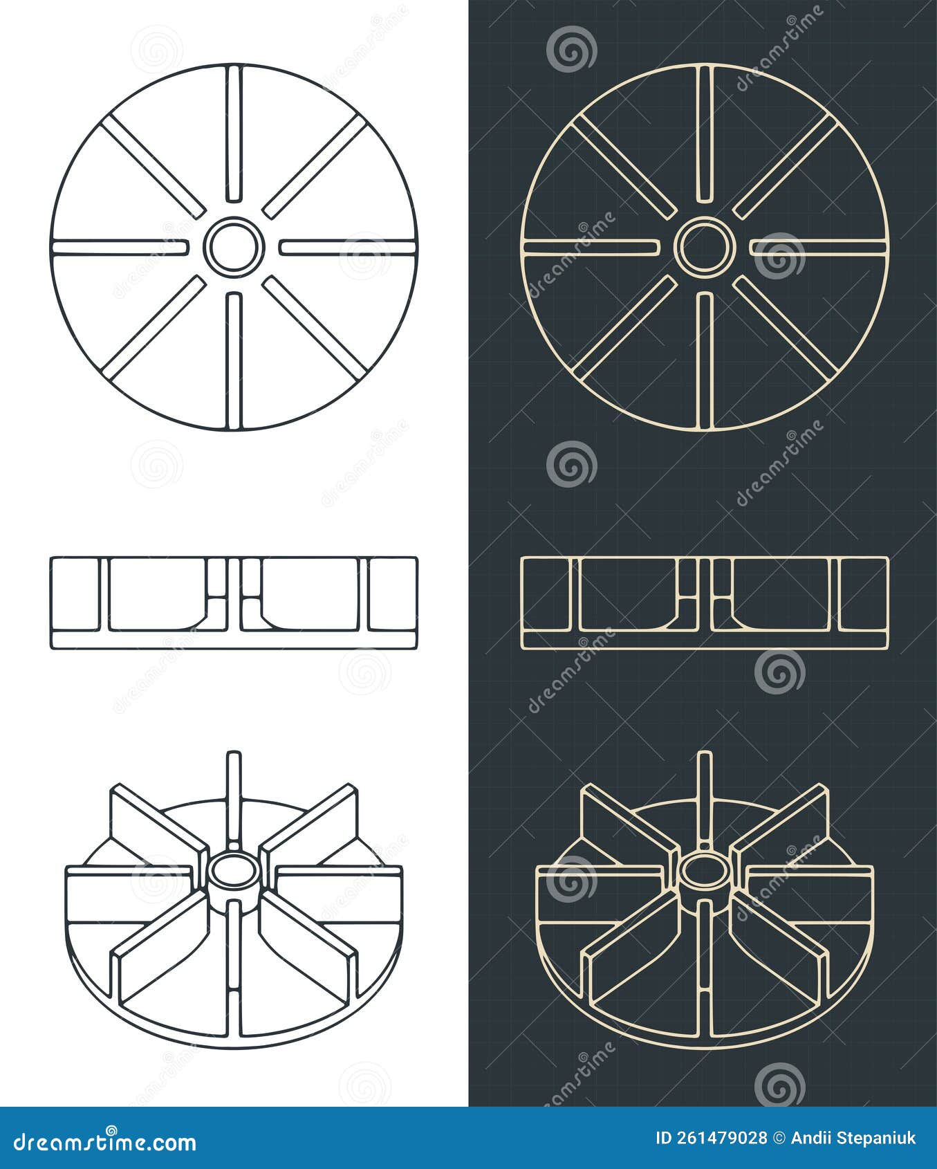 Water Pump Impeller Blueprint Stock Vector - Illustration of sketches ...