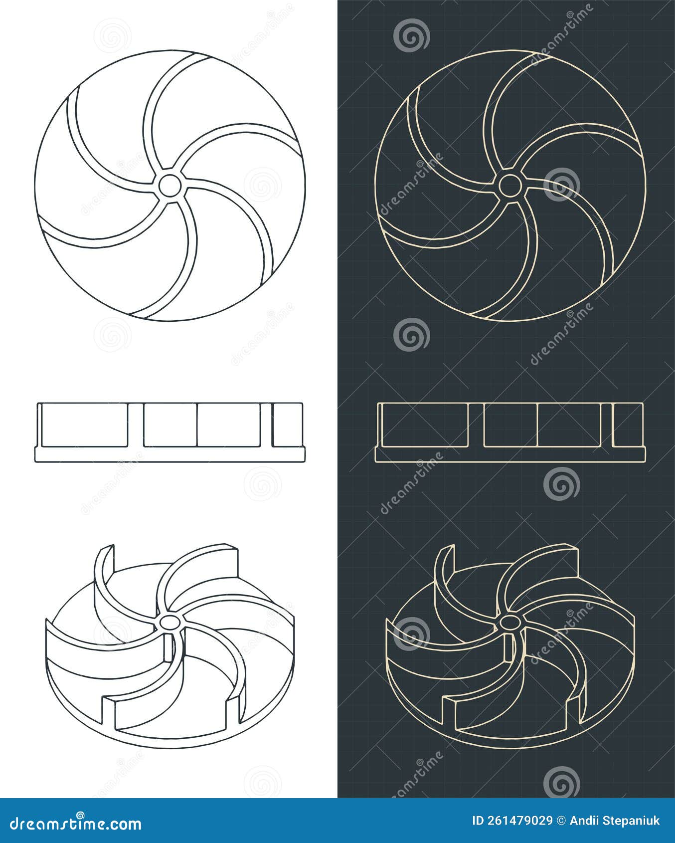 Water Pump Impeller Blueprints Stock Vector - Illustration of ... Water Pump Impeller Blueprints Stock Vector - Illustration of ...