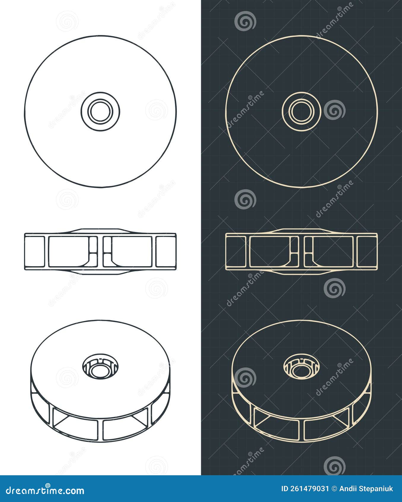 Water Pump Impeller Drawings Stock Vector - Illustration of blade ...