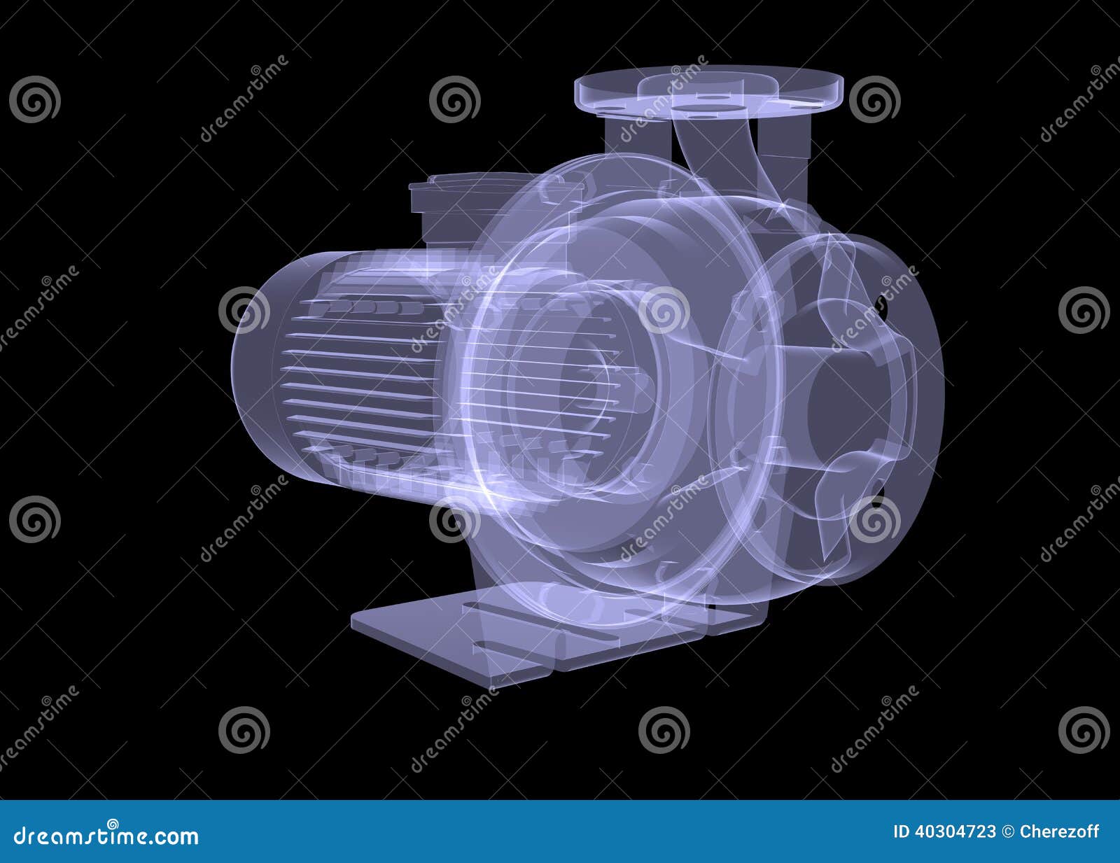 Water Pump Motor. X-ray Render Stock Illustration - Illustration of ...