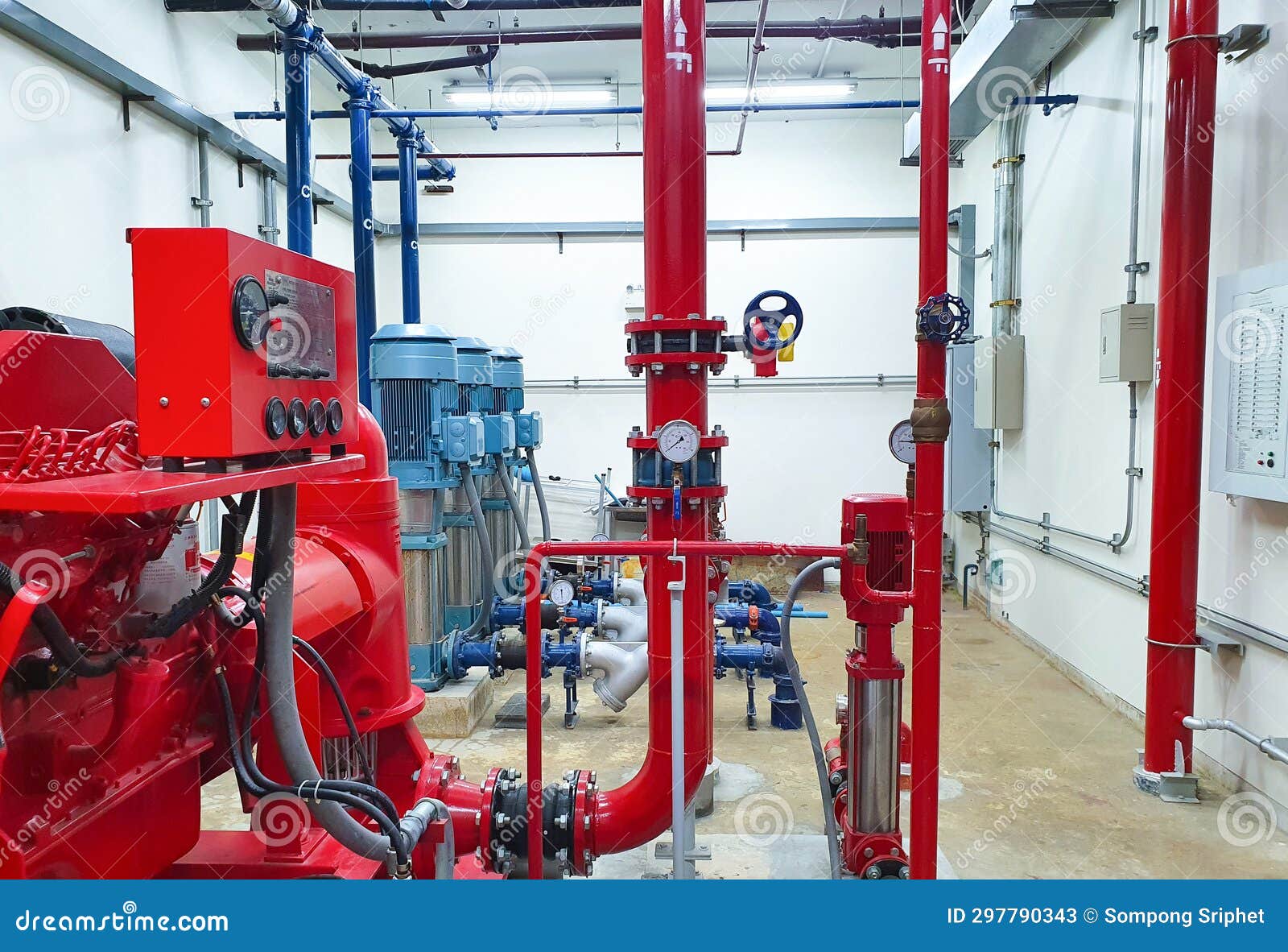 Water Pump Room the Building Stock Image - Image of valve, heat: 297790343