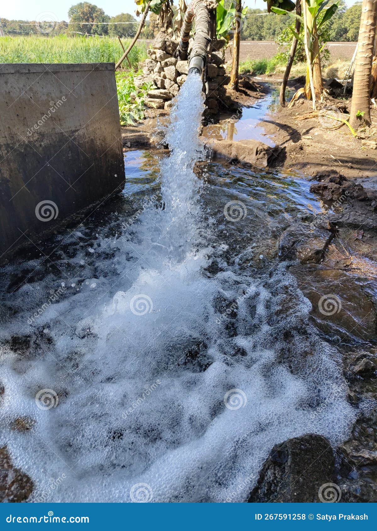 Water pump spewing water stock photo. Image of geology - 267591258