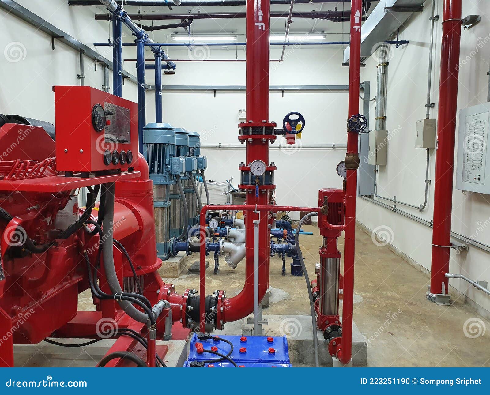 Water Pump System in the Building Stock Photo - Image of plastic, room ...