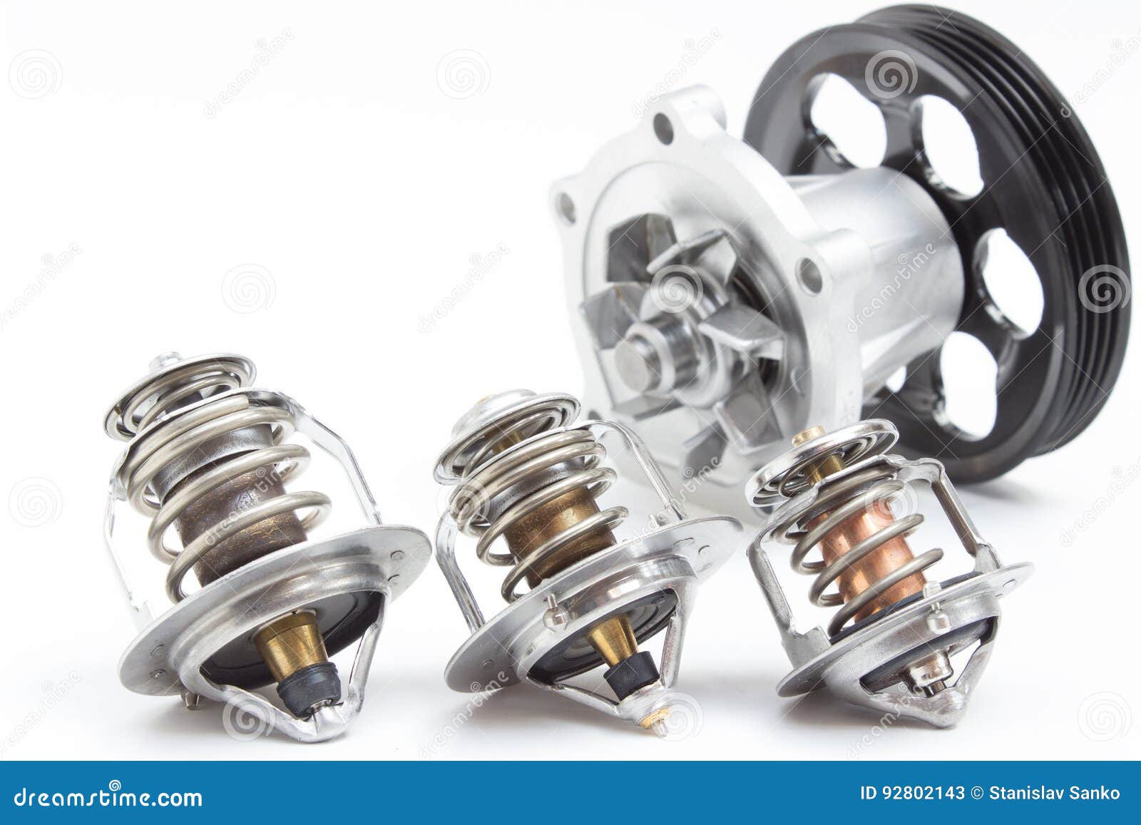 Water pump and thermostat stock image. Image of auto - 92802143