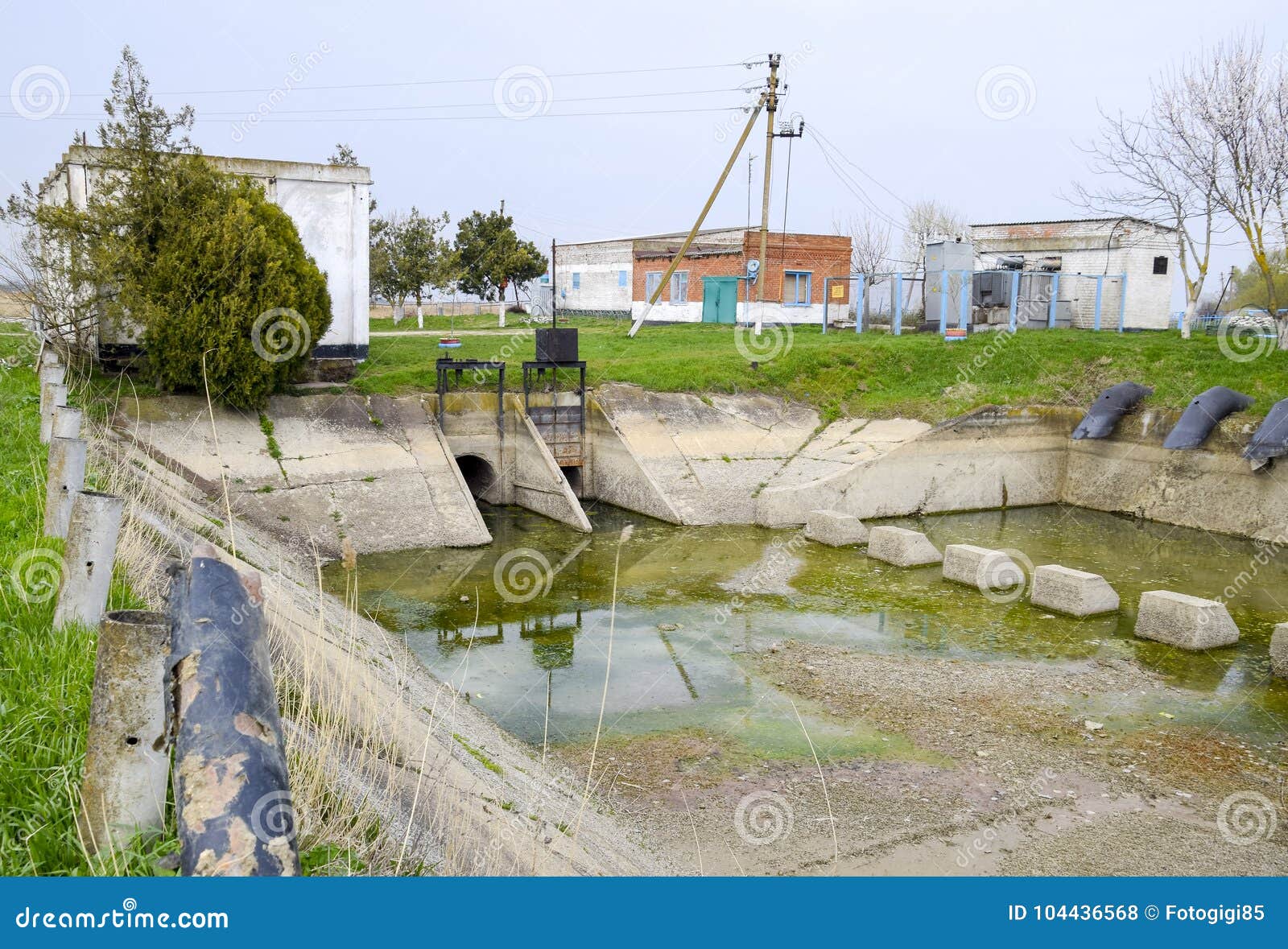 Water Pumping Station of Irrigation System of Rice Fields. Stock Photo ...