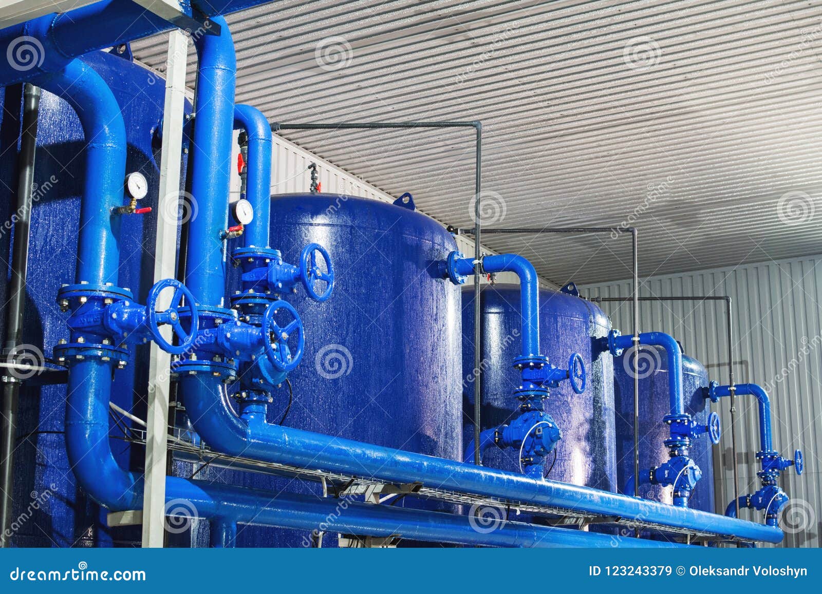 Water Purification Filter Equipment in Plant Workshop Stock Image ...