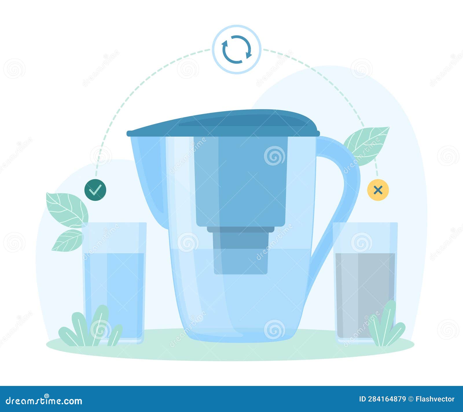Water Purification with Filter in Pitcher, Infographic Scheme with ...
