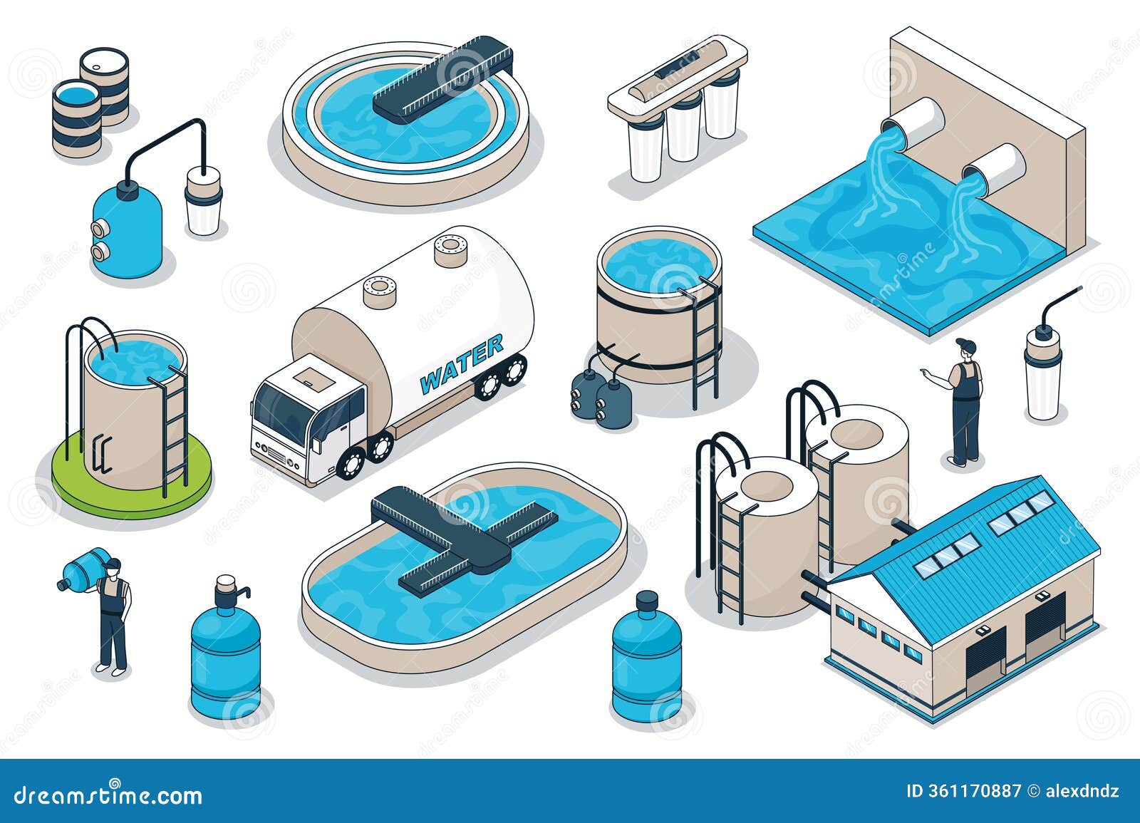 Water Purification Process Step Vector Ads Poster Royalty-Free Cartoon ...