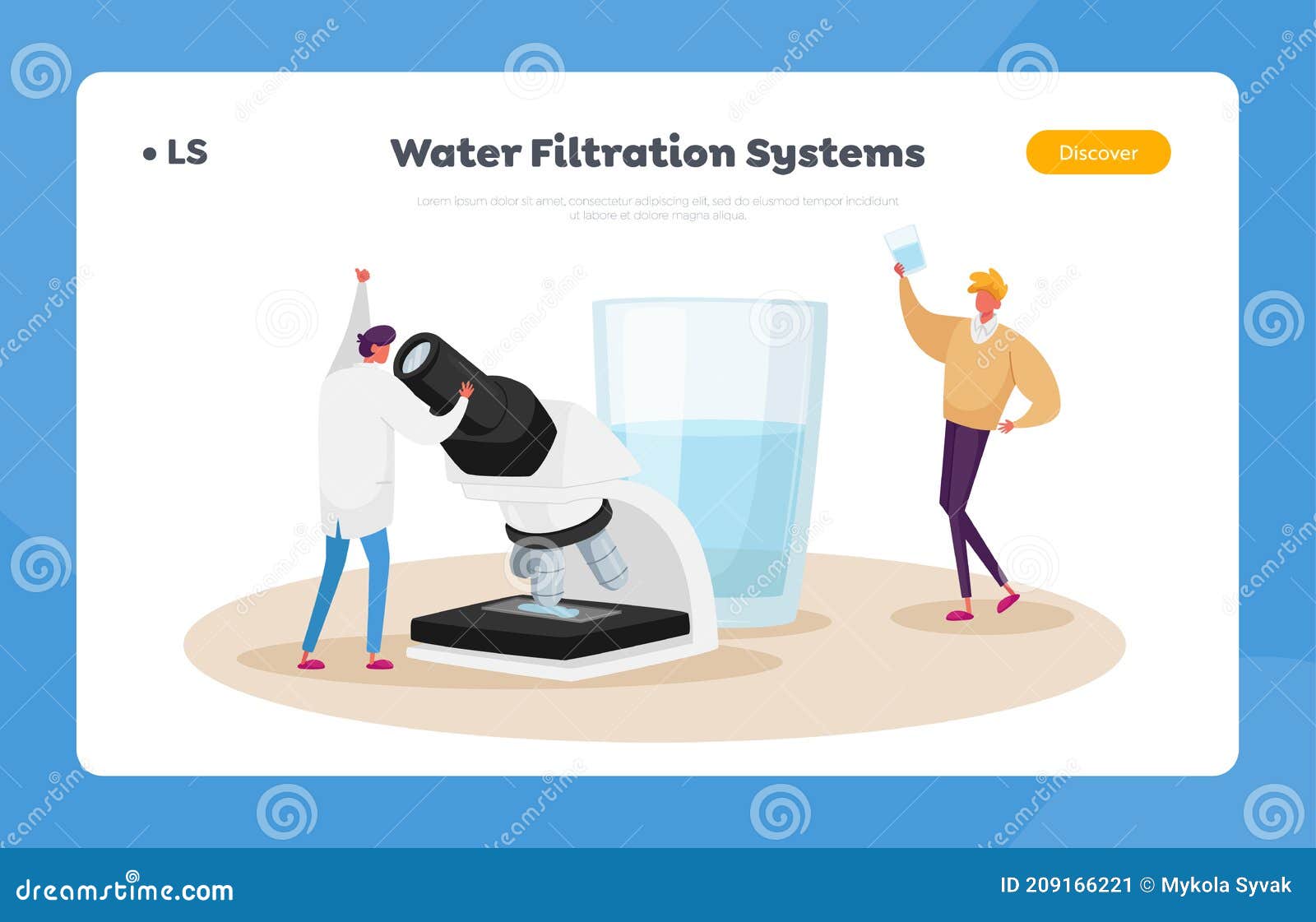 Water Purification Landing Page Template. Tiny Scientist Look in ...