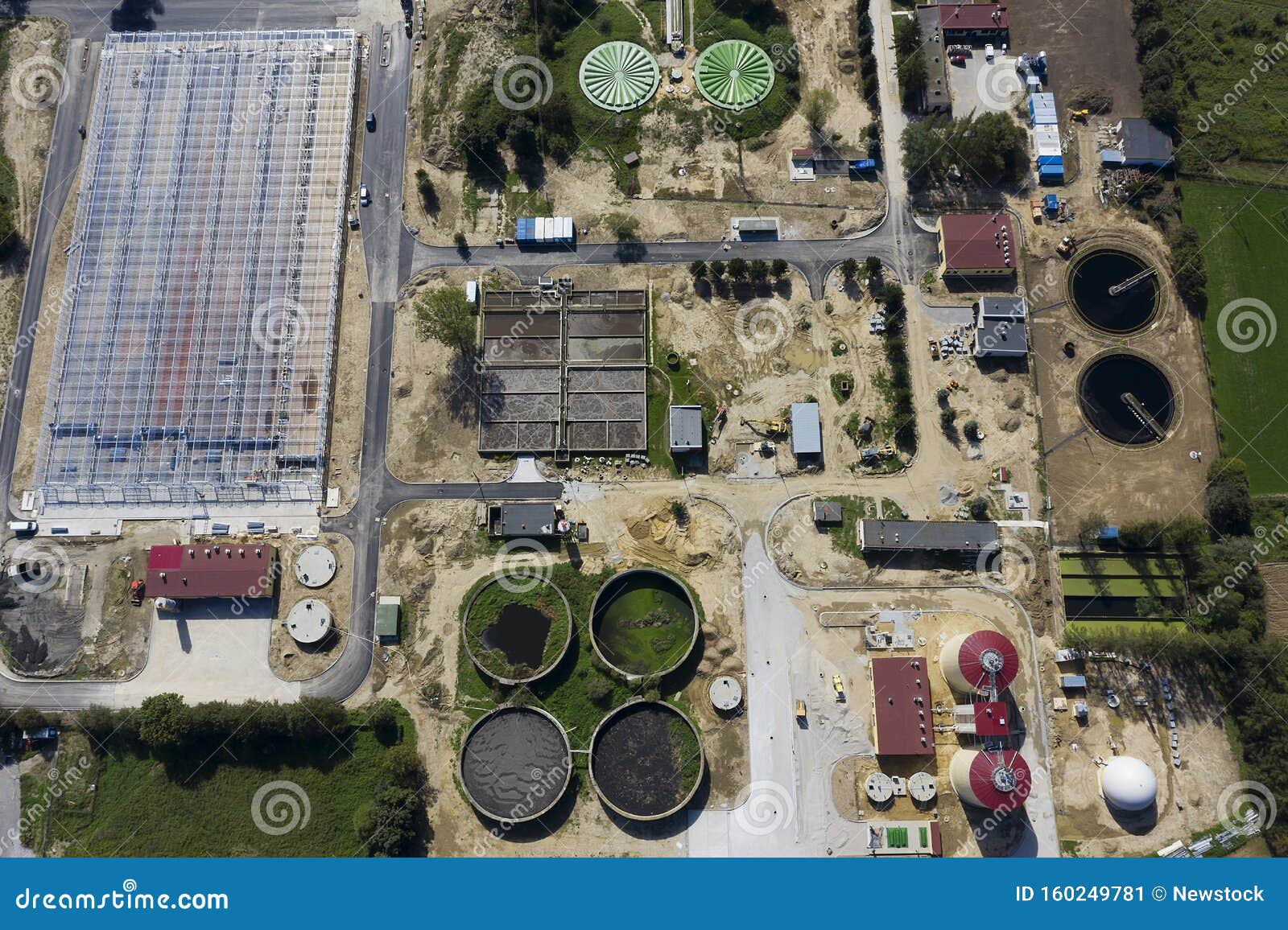 Water Purification Plant in Construction from Above Stock Image - Image ...