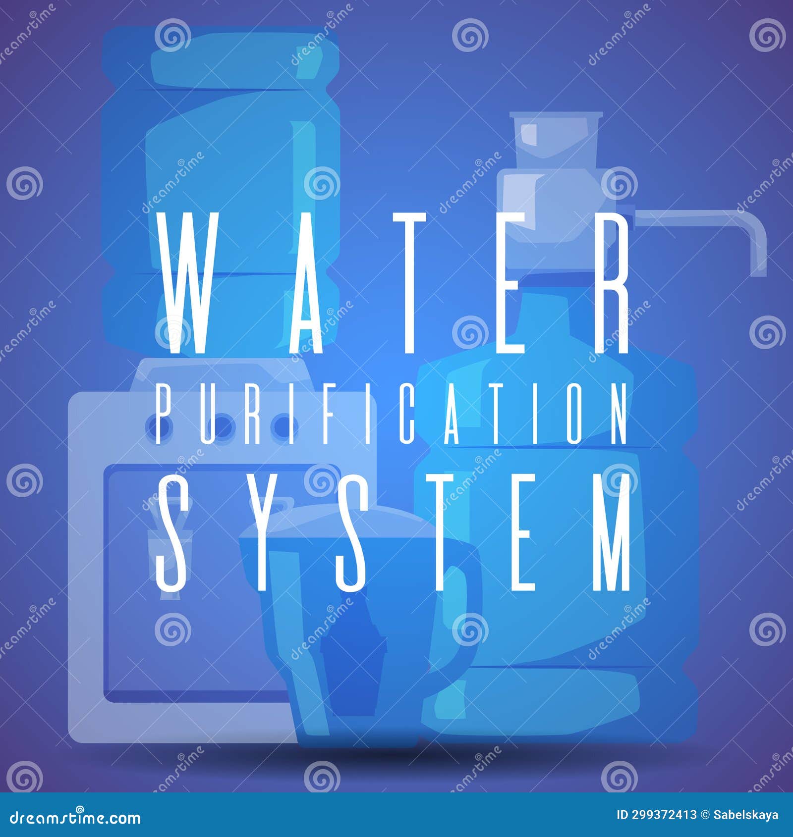 Water Purification System, Banner or Poster with Vector Illustration ...