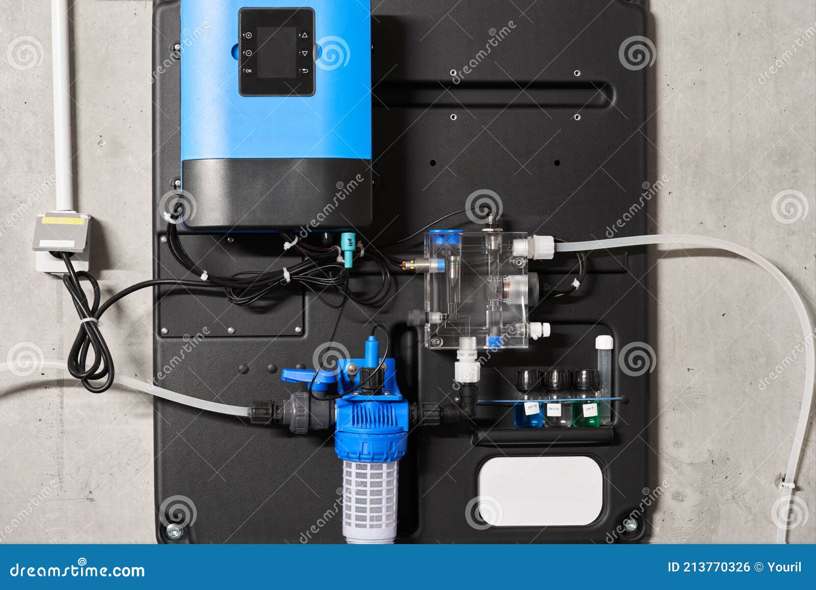 Water Quality Control Station Solution for Swimming Pools Stock Photo ...