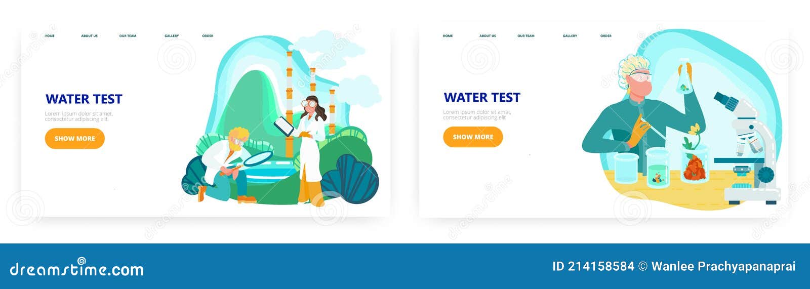 Water Quality Testing Landing Page Design, Website Banner Vector ...