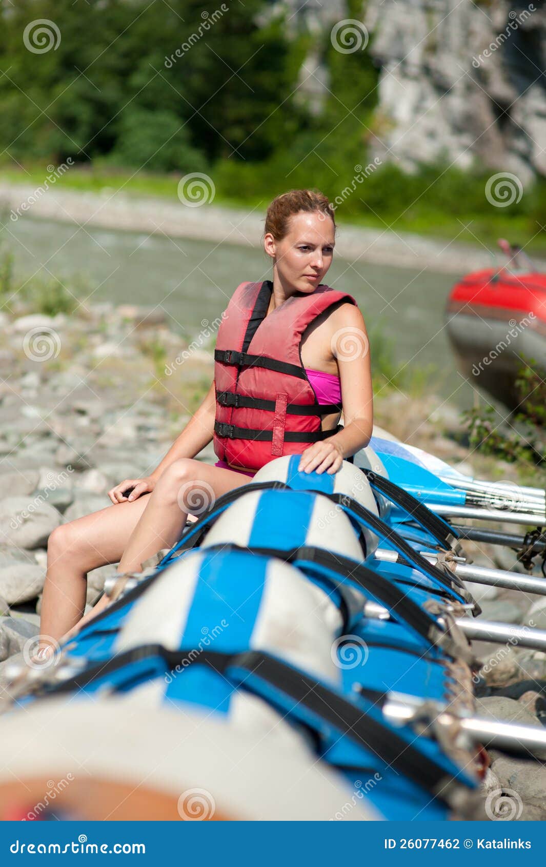 Water Rafting, Woman and Raft Boat Stock Photo - Image of adrenaline ...