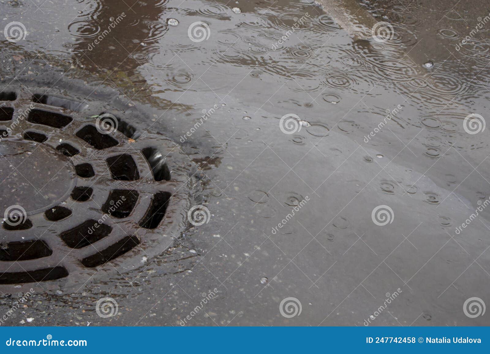 Water from the Rain Drains into a Drainage Well. Drainage System Stock ...
