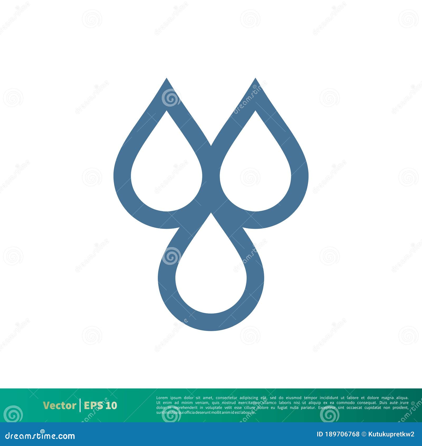 Raindrop, Icon, Children`s Drawing Style. Cartoon Vector ...