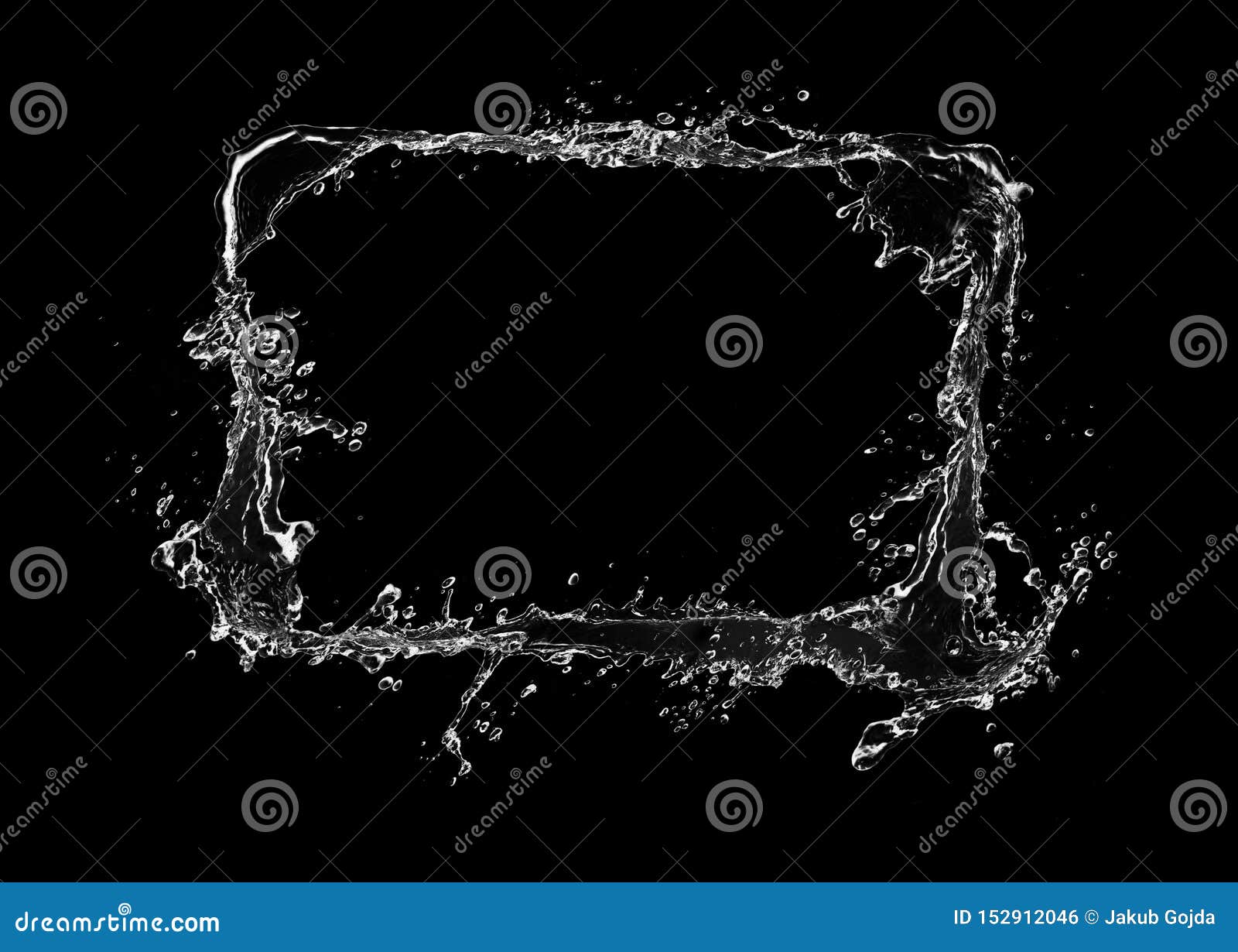Water Rectangle Splash Isolated on Black Background Stock Photo - Image ...