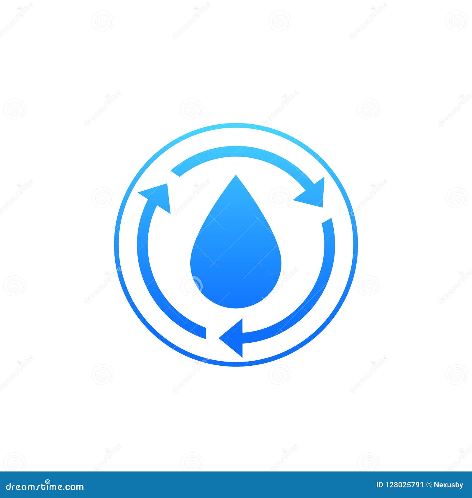 Water Recycle Icon on White Stock Vector - Illustration of restart ...