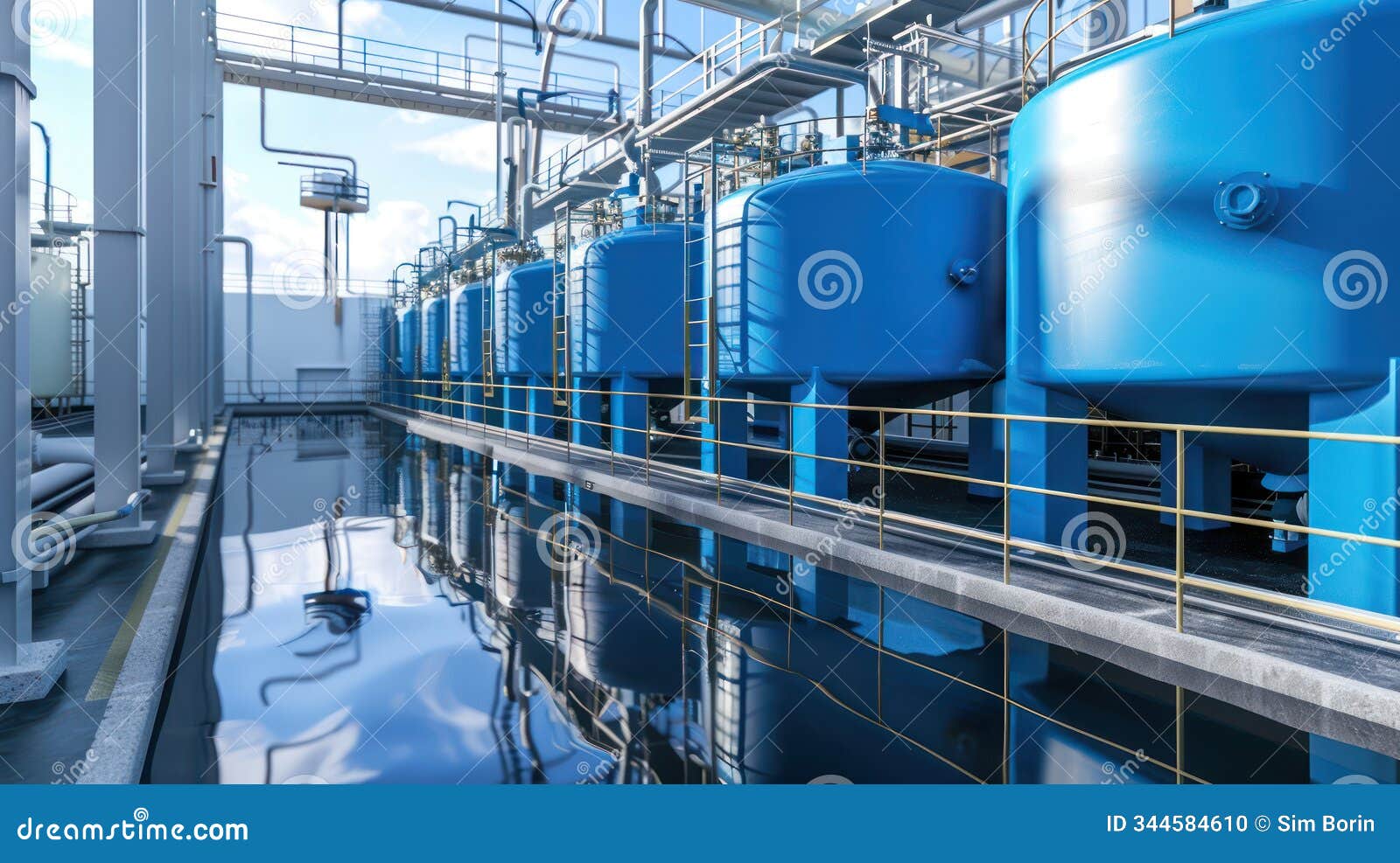 Water Recycling System in an Industrial Stock Illustration ...