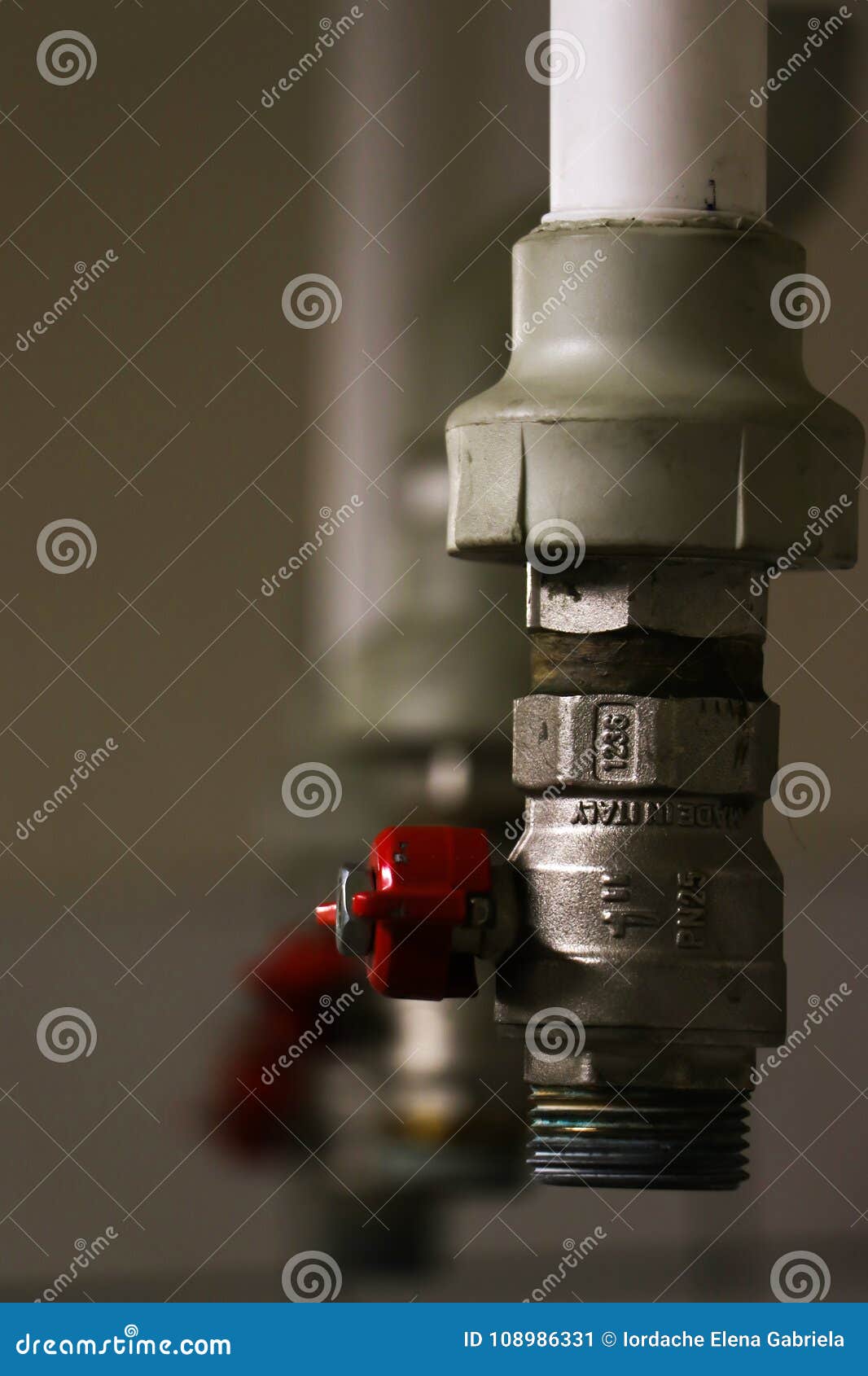 Water red pipe valve stock image. Image of equipment - 108986331