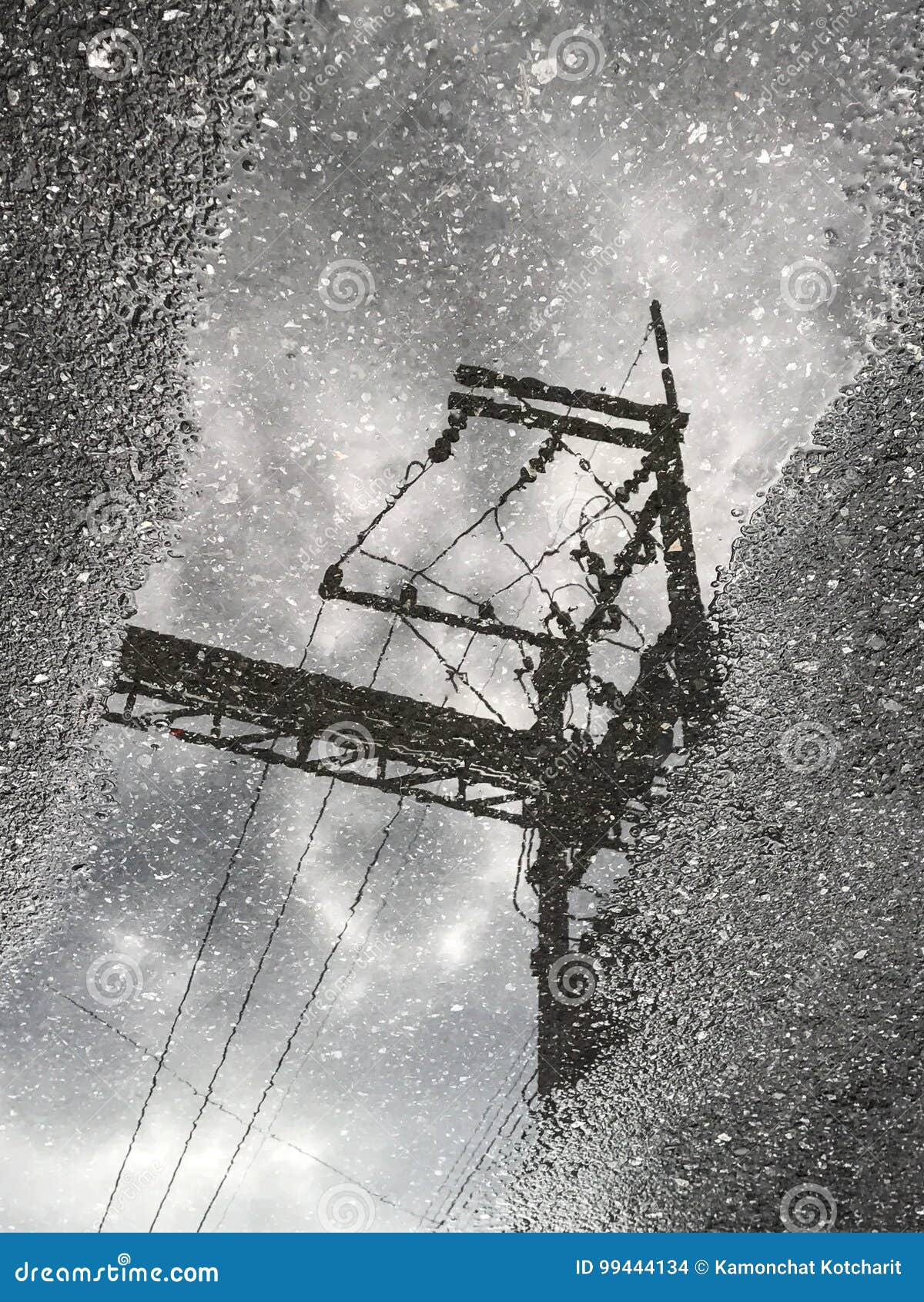 Water Reflection of Cable and Electric Pole Stock Photo - Image of blue ...