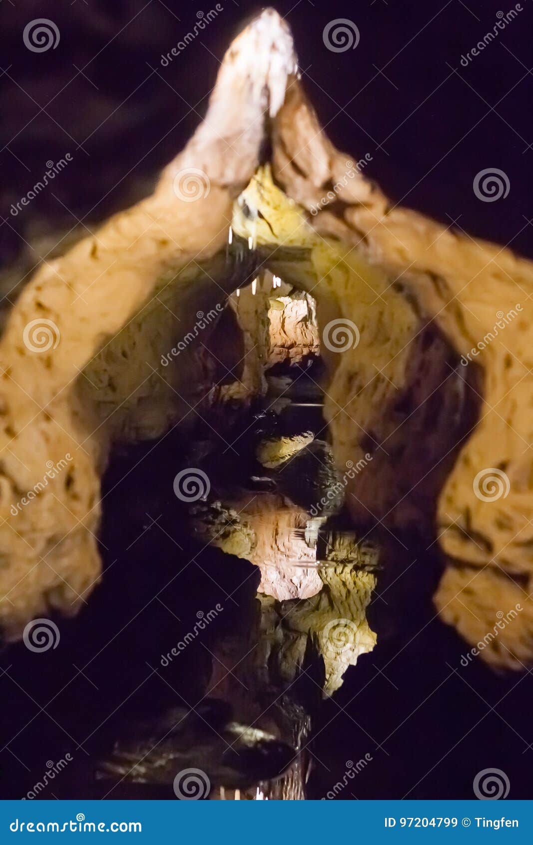 Water reflection in cave stock image. Image of dark, limestone - 97204799