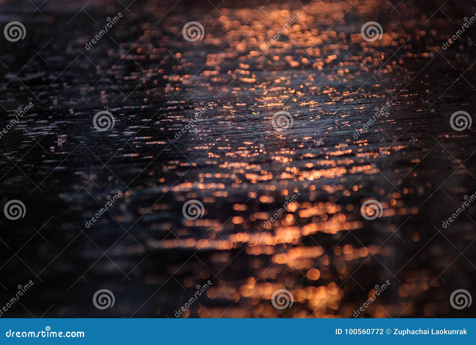 Water Reflection on the Road with Light Stock Photo - Image of reflect ...