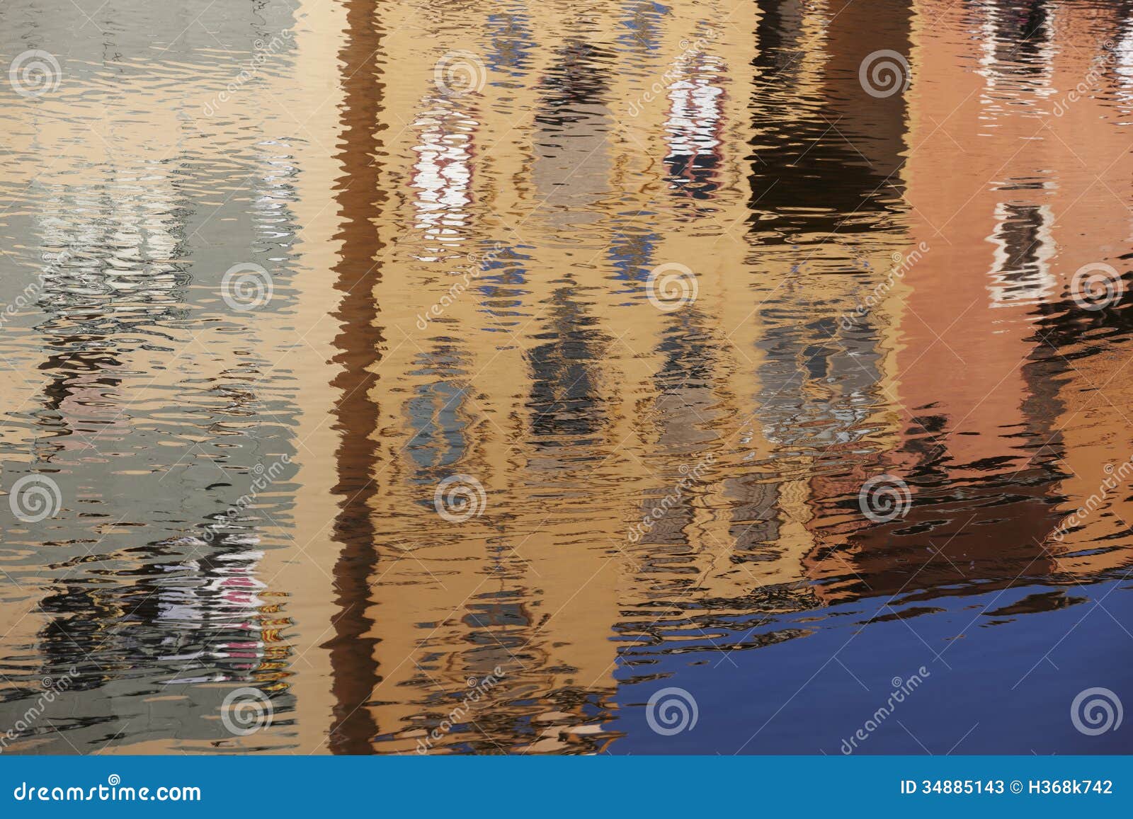 Water Reflections of Colorful Houses. Stock Image - Image of textured ...
