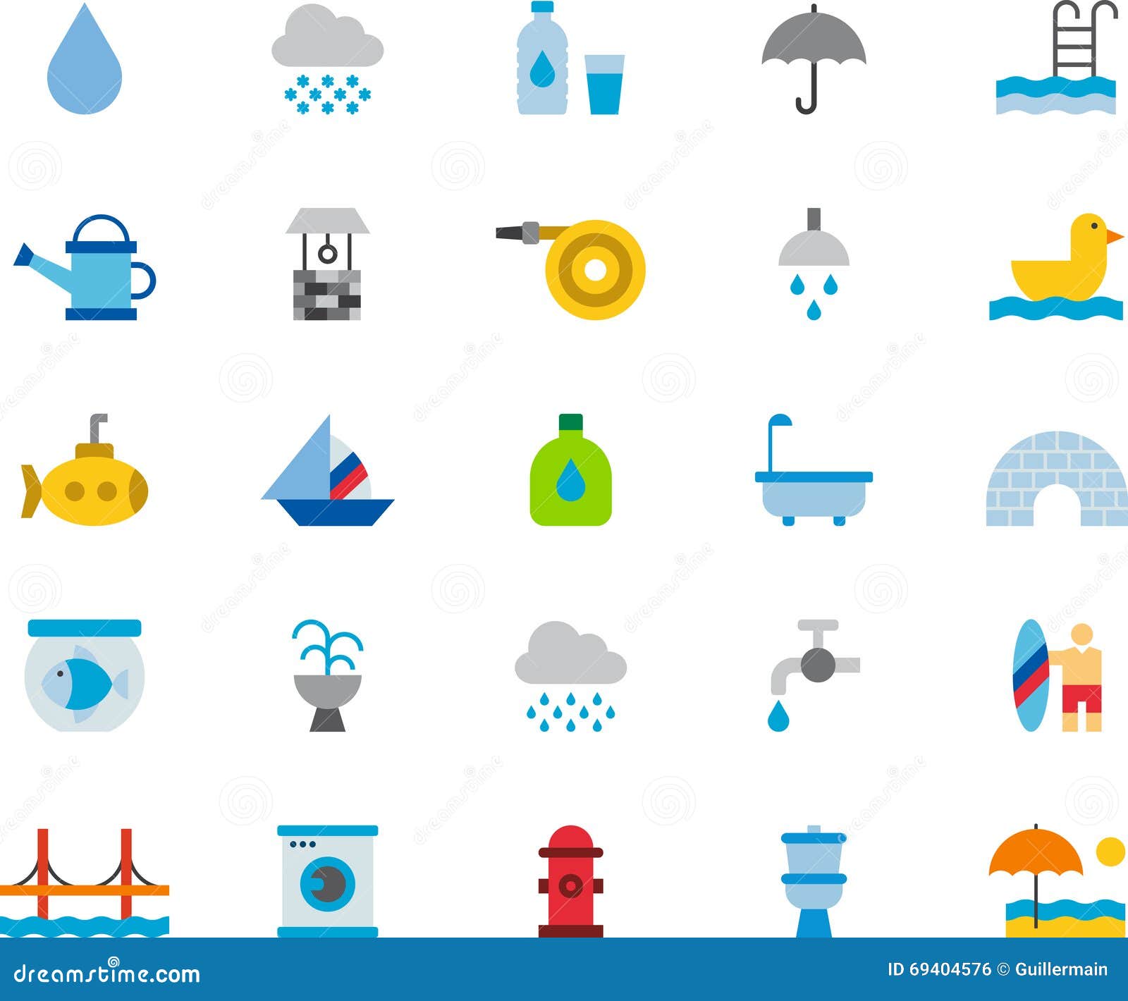 WATER RELATED Colored Flat Icons Stock Vector - Illustration of ...