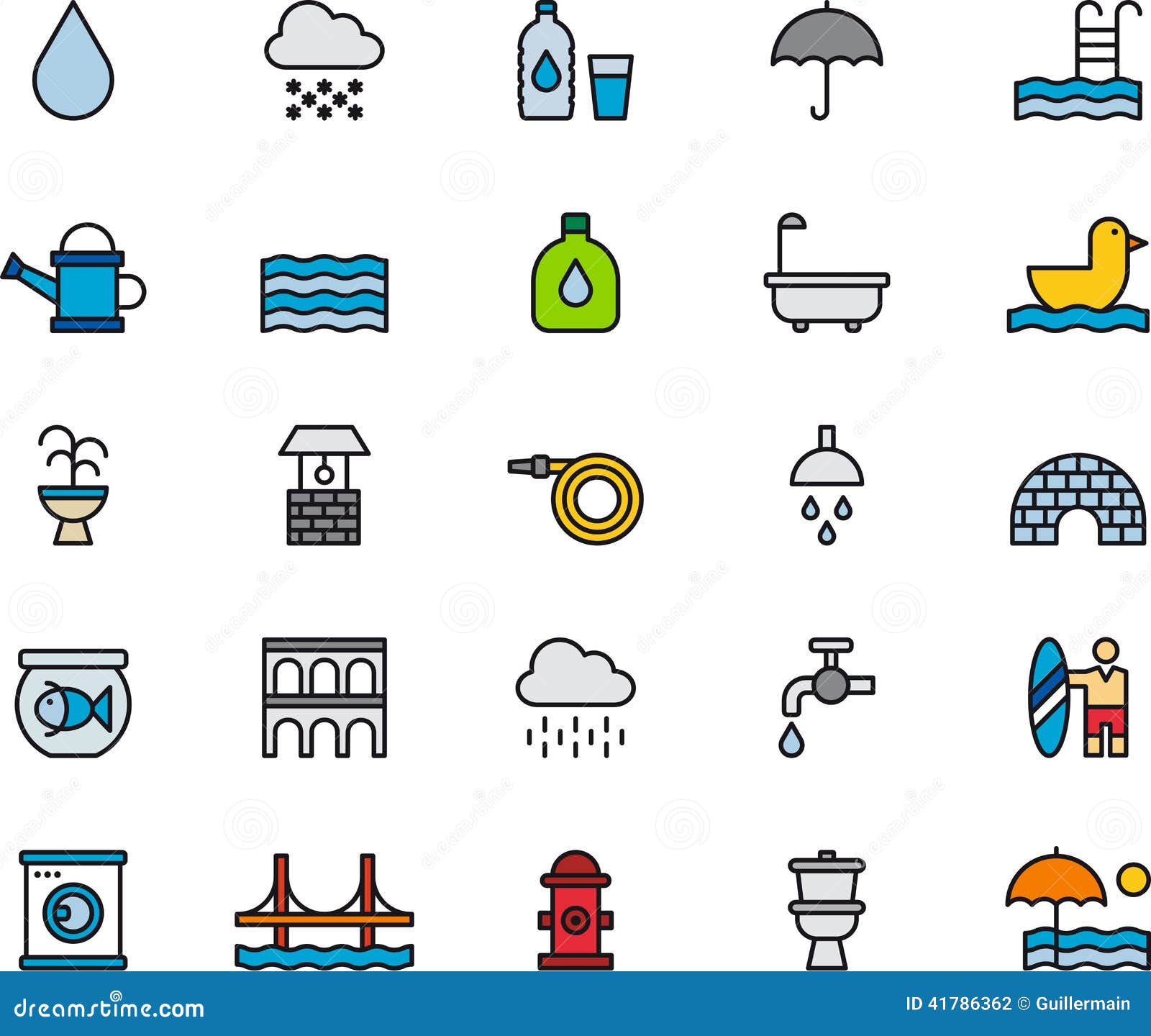 Water related icons stock vector. Illustration of bath - 41786362