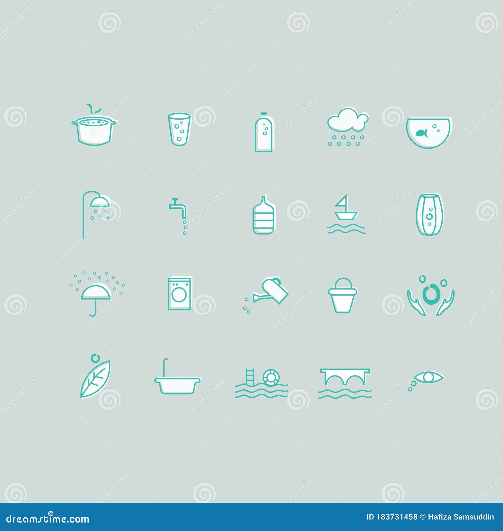 Water Related Icons Set. Vector Illustration Decorative Background ...