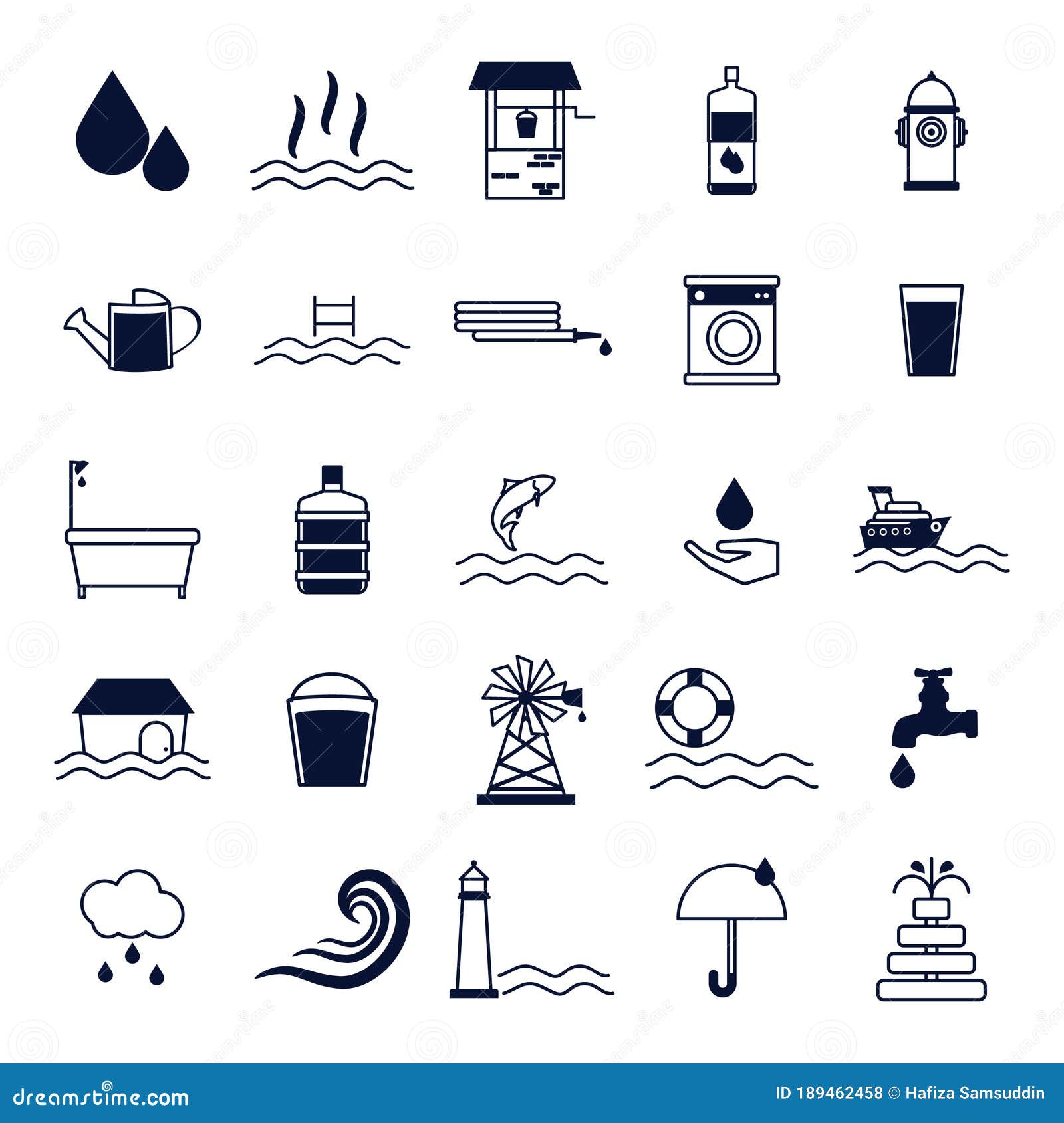 Water Related Icons Set. Vector Illustration Decorative Design Stock ...