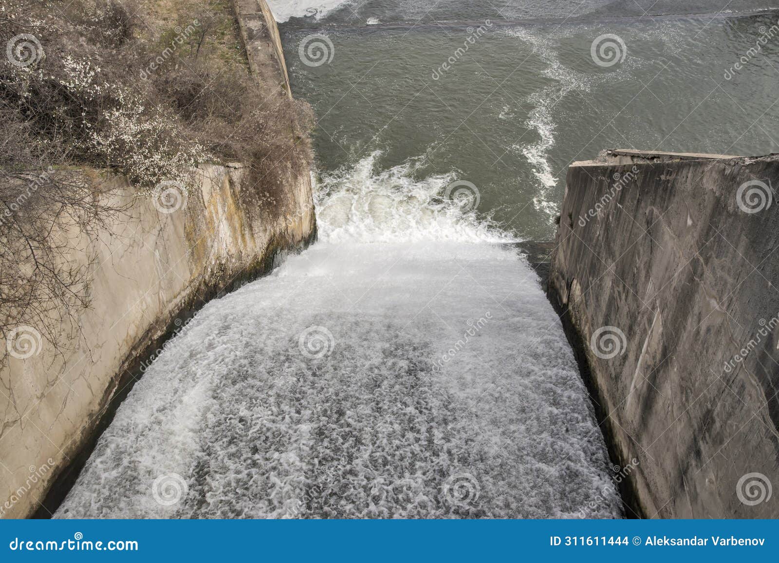 Water release from a dam stock photo. Image of floodgate - 311611444