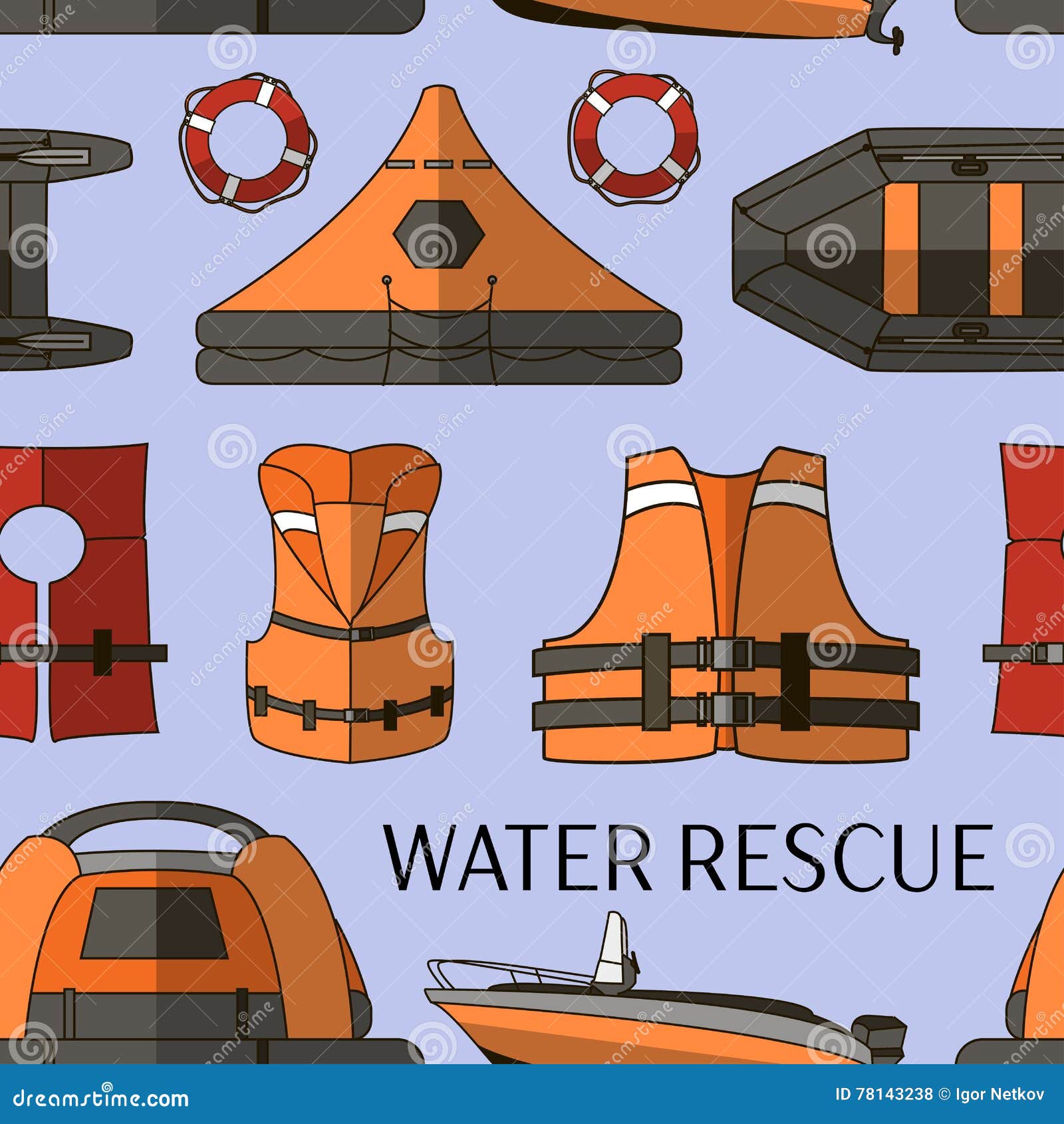 Water rescue set pattern stock vector. Illustration of nautical - 78143238