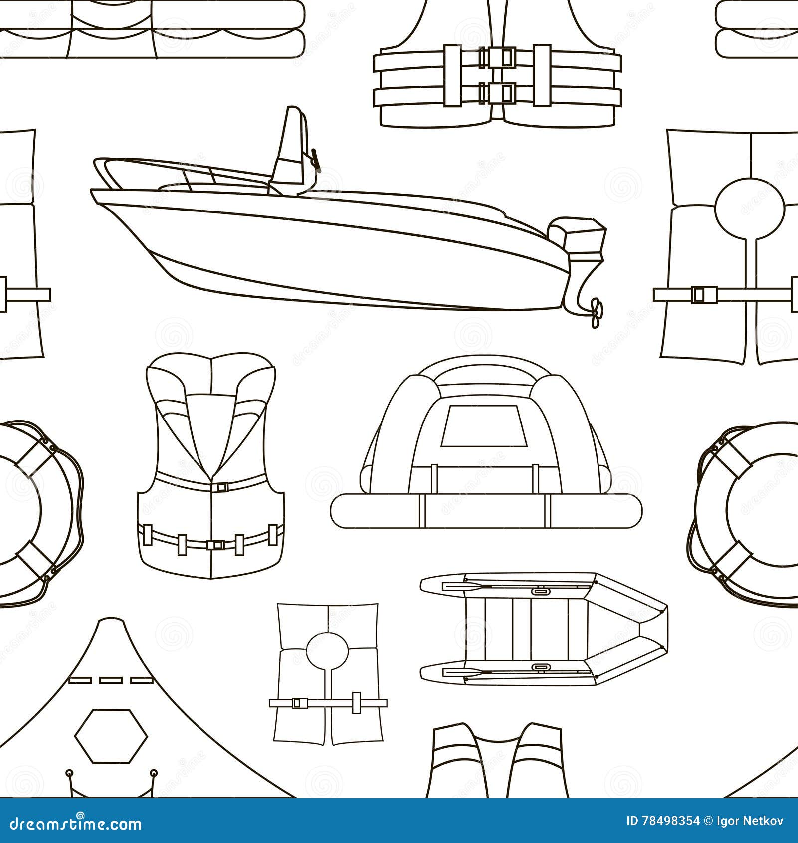 Water rescue set pattern stock vector. Illustration of megaphone - 78498354