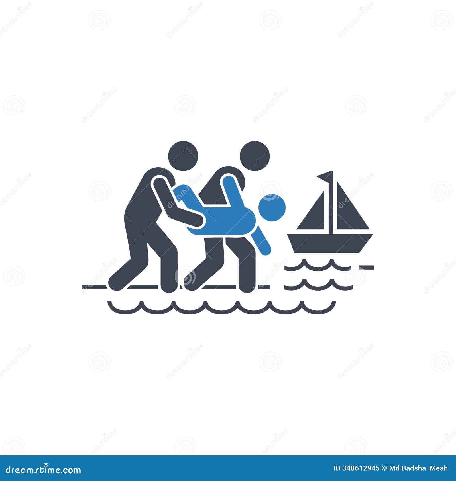 Water Rescue Team Icon stock vector. Illustration of safety - 348612945