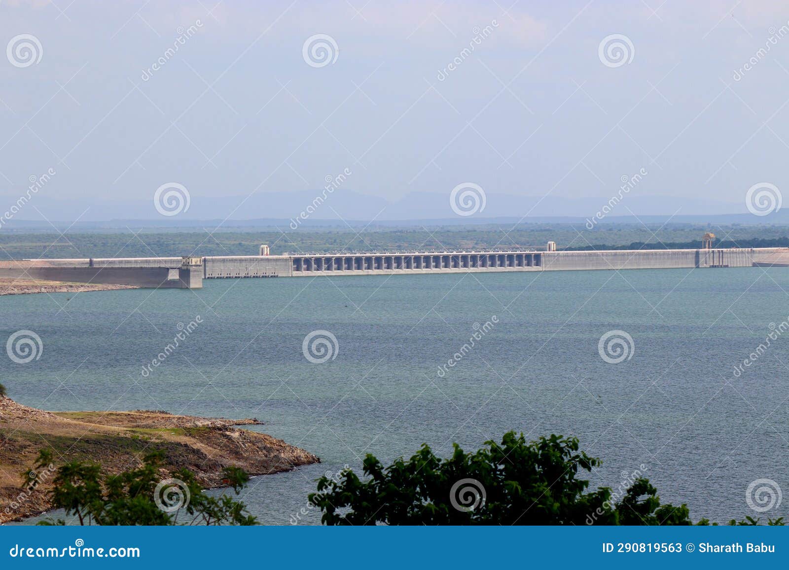 Water Reservoir with Dam Gates Stock Image - Image of water, tower ...