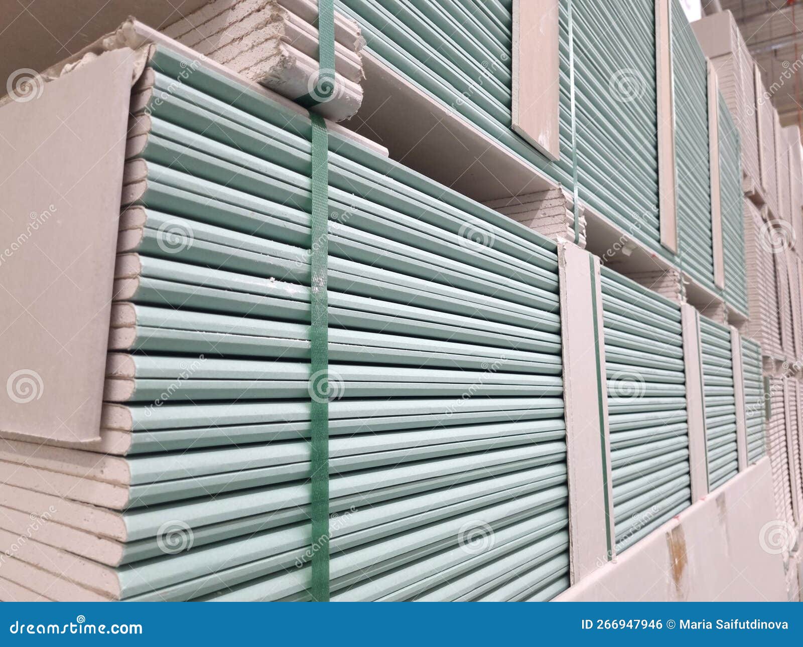 Water Resistant Plasterboard Sheets Stacked in a Hardware Store. Stock ...