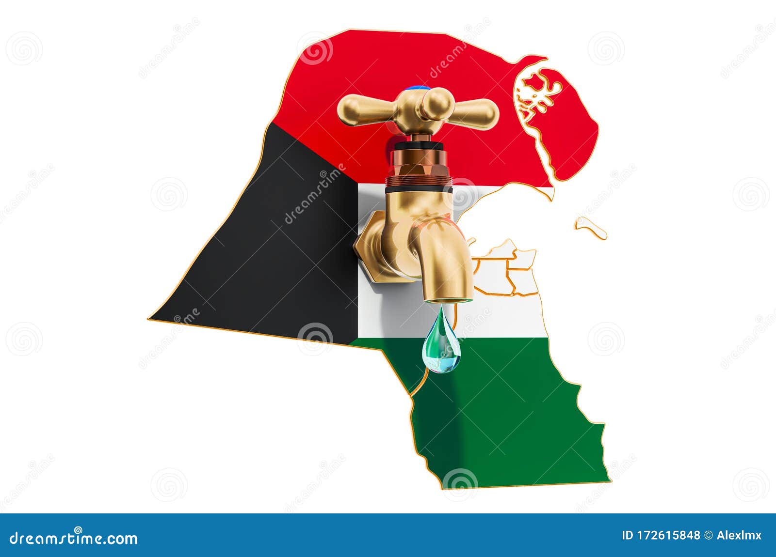 Water Resources, Drinking Water of Kuwait Concept, 3D Rendering Stock ...