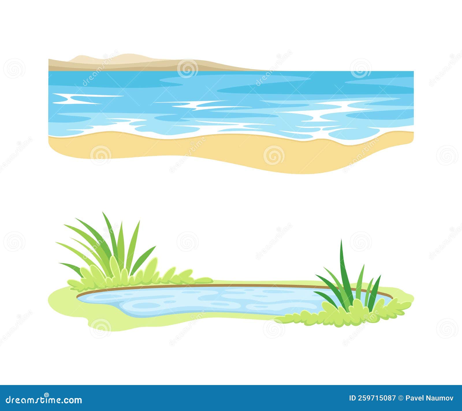 Water Resources with Pond and Sea Surface Vector Set Stock Vector ...