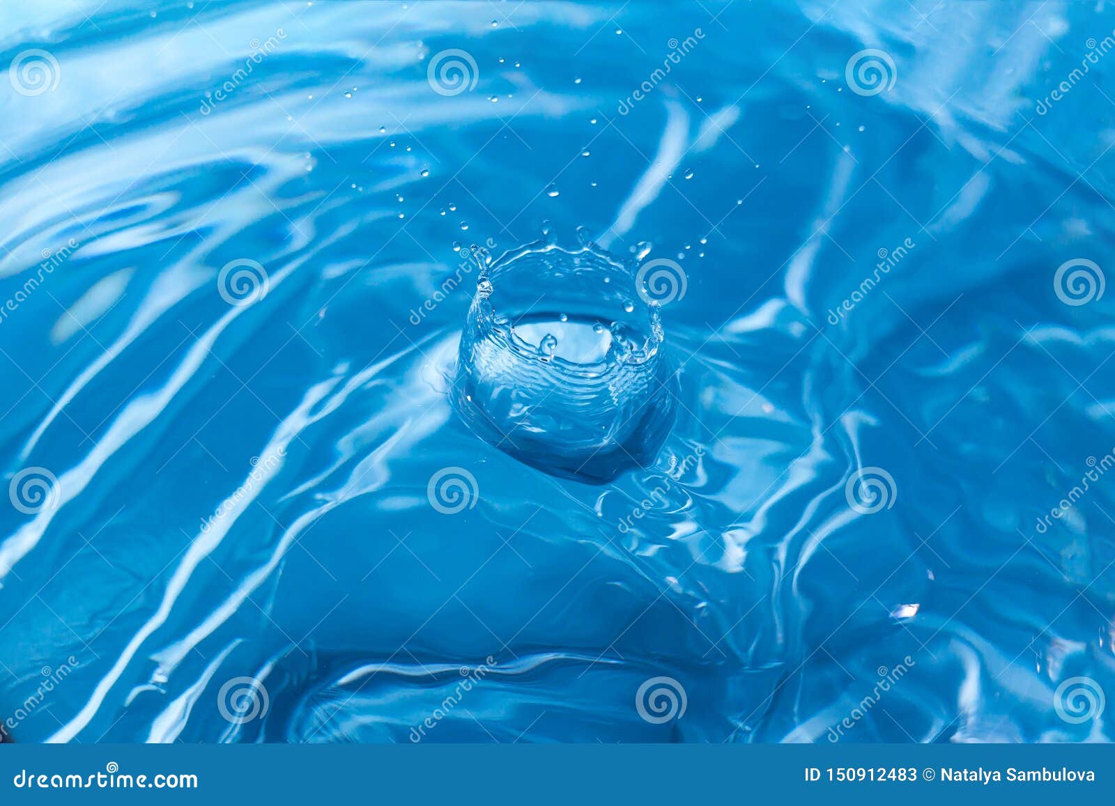 Water Ripple Background. Splashes from a Drop of Water. Raindrops on a ...