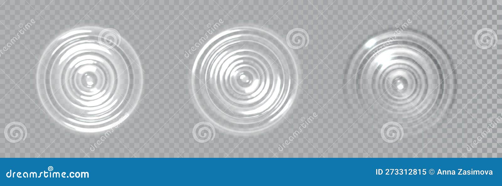 Water Ripple Circle Waves. Realistic Splash Concentric Rings on Liquid ...