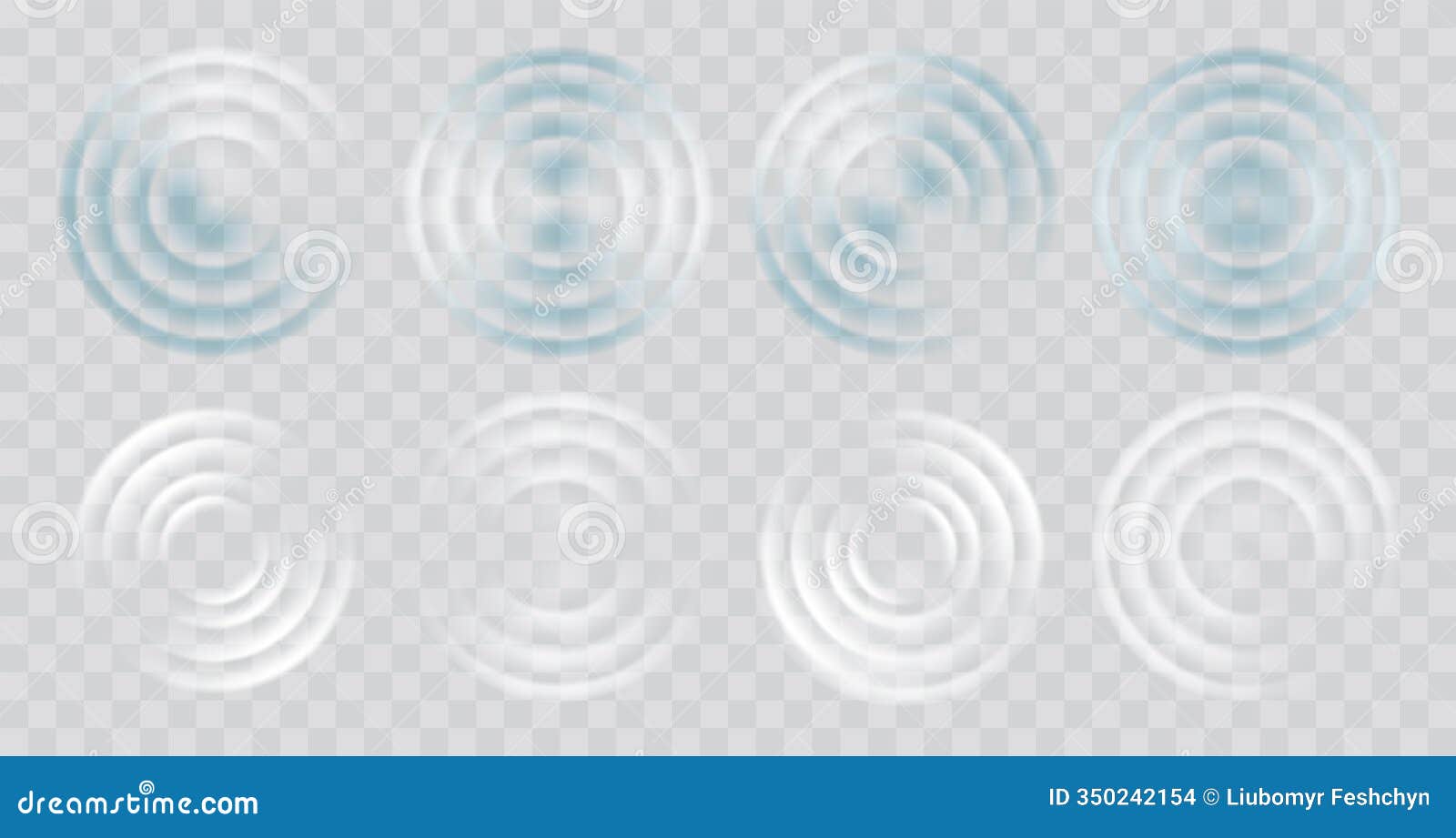 Water Ripple Effect Top View Set. Realistic Caustic Drop or Sound Wave ...