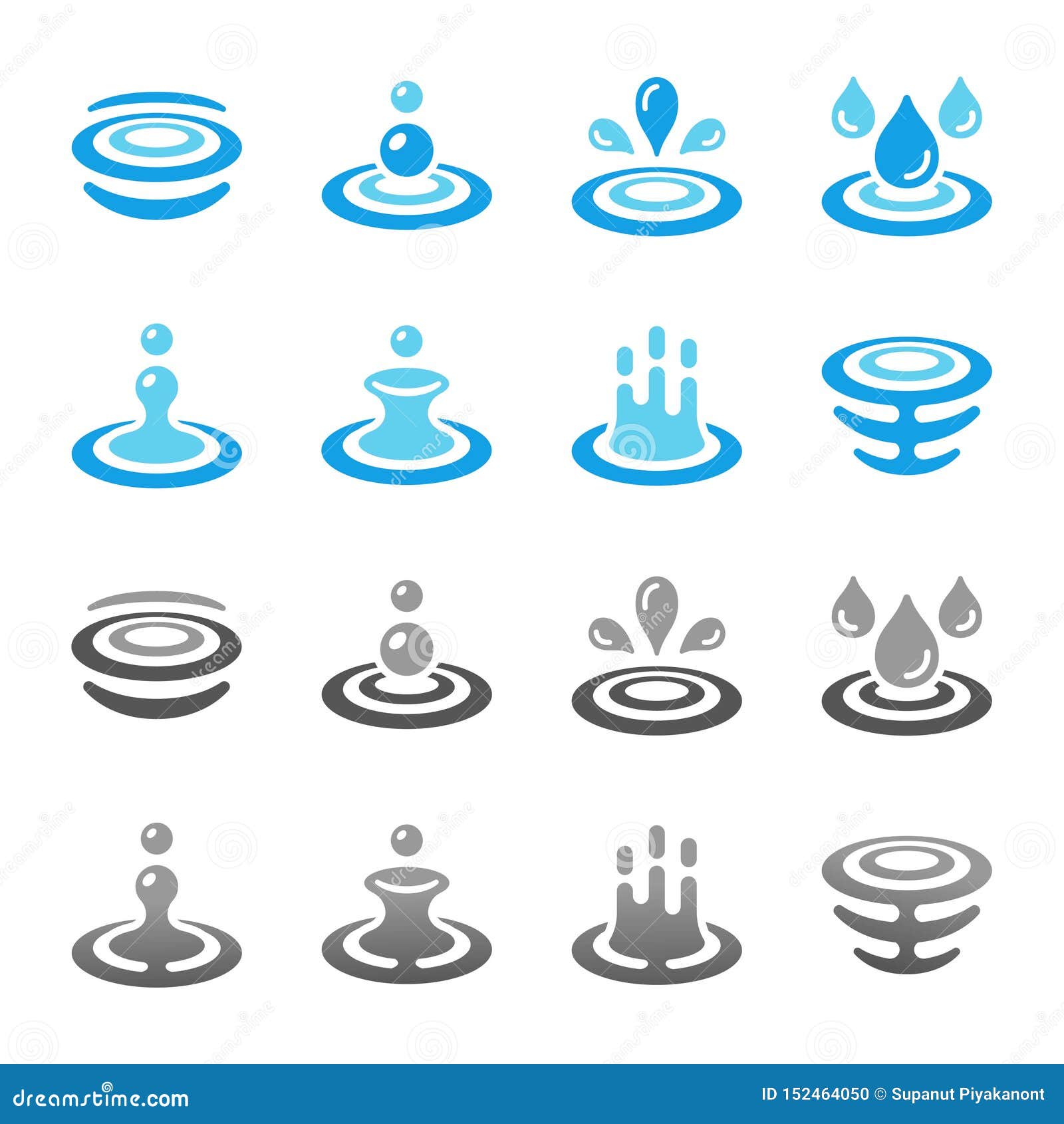 Water and ripple icon set stock vector. Illustration of falling - 152464050