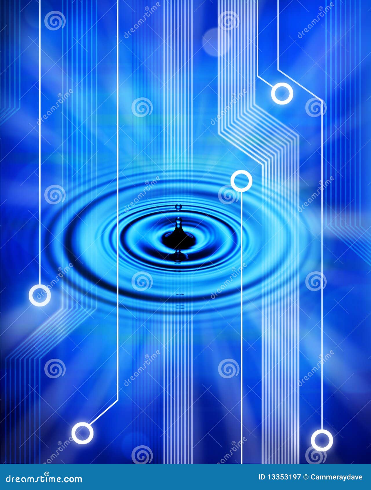 Water Ripple Technology Network Background Stock Image - Image of idea ...