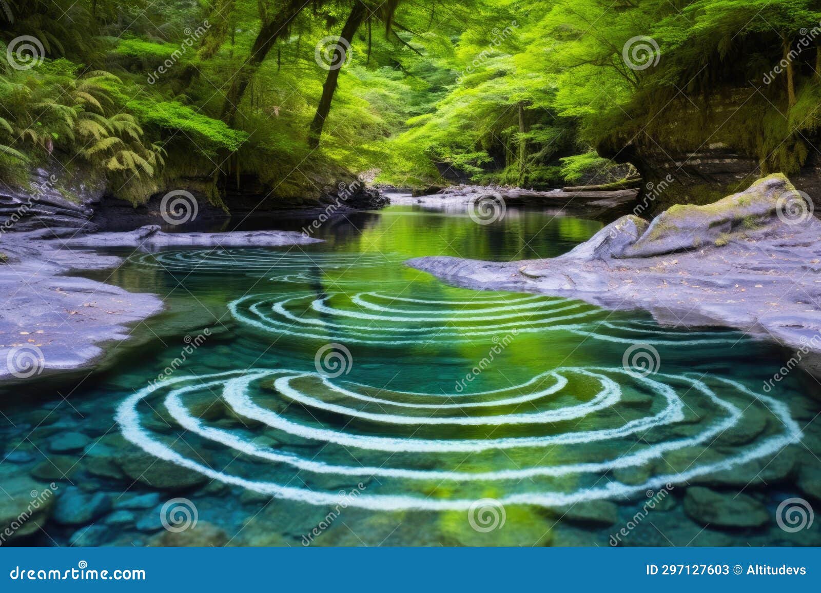 Water Ripples in Hot Spring Surrounded by Ferns Stock Image - Image of ...