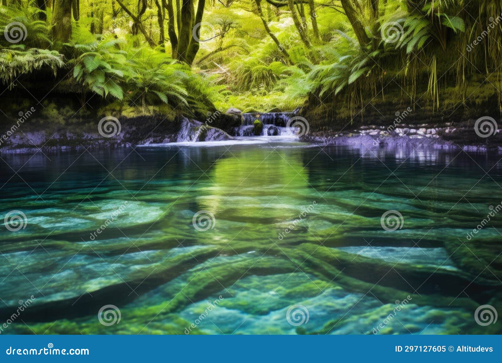Water Ripples in Hot Spring Surrounded by Ferns Stock Image - Image of ...