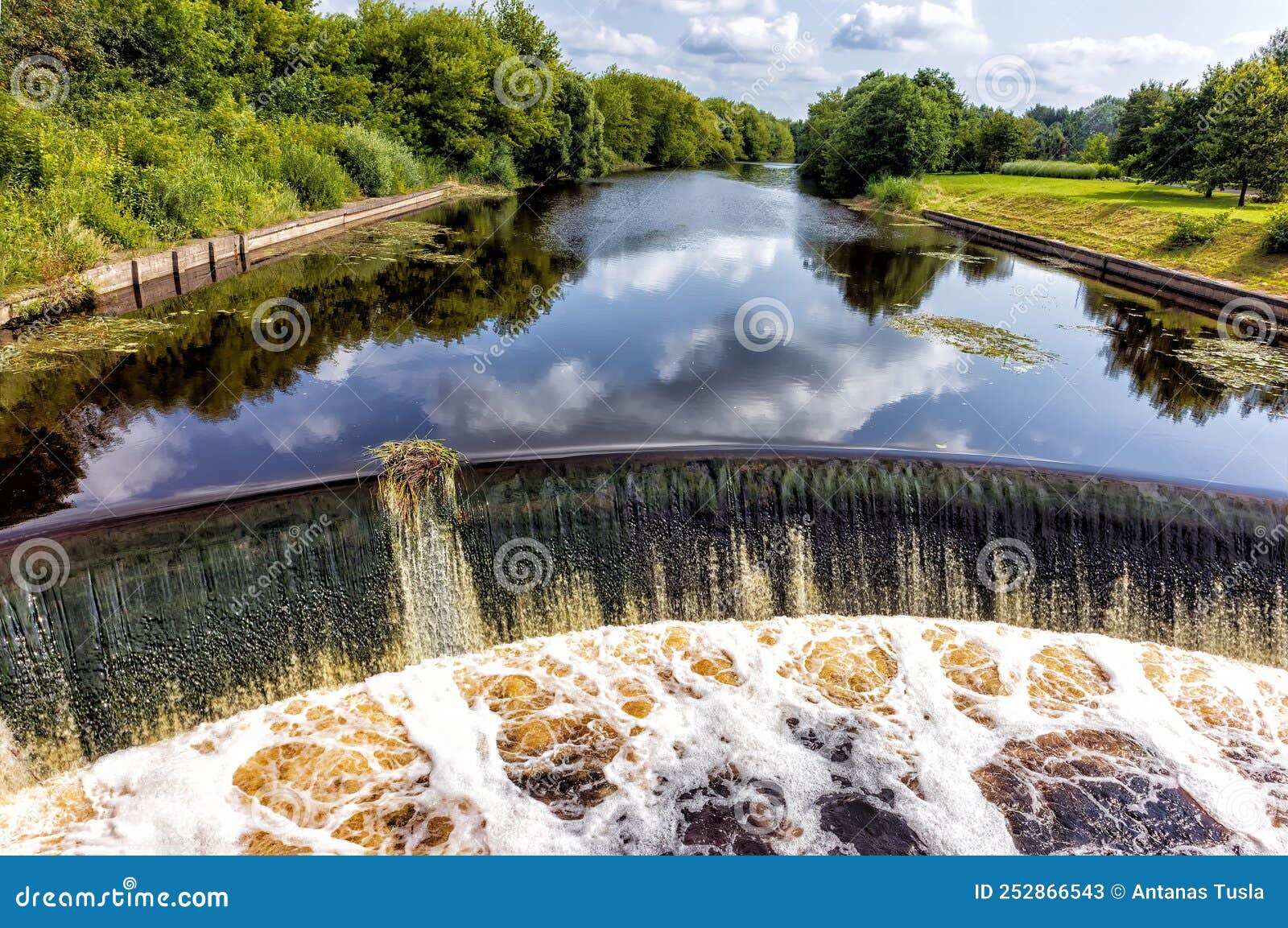 River Water Falling Down from the Dam Stock Image - Image of view ...