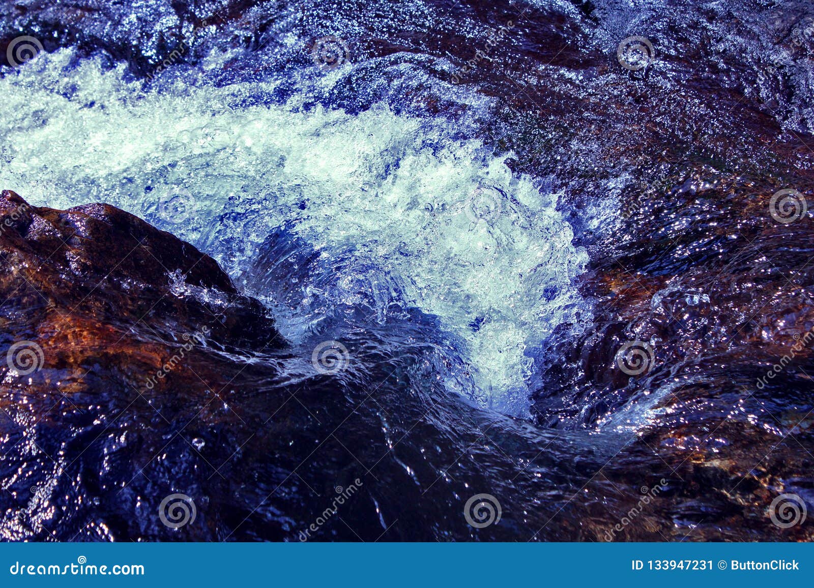 Water Rock Splash River Stream Drops Foam Background Stock Image ...